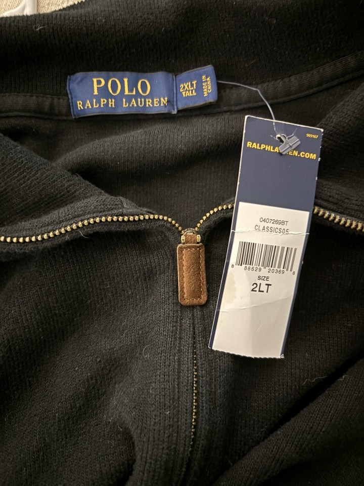 Ralph Lauren Black Half Zip Pull Over Men’s 2xT | eBay