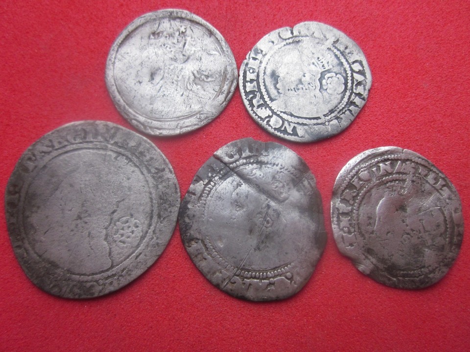 5 Elizabeth 1st clipped worn silver hammered coins starter lot for ...