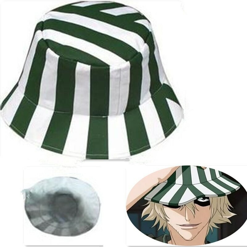Kisuke Urahara Kisuke Cosplay Hat Green White Striped Summer Dome Cap ...