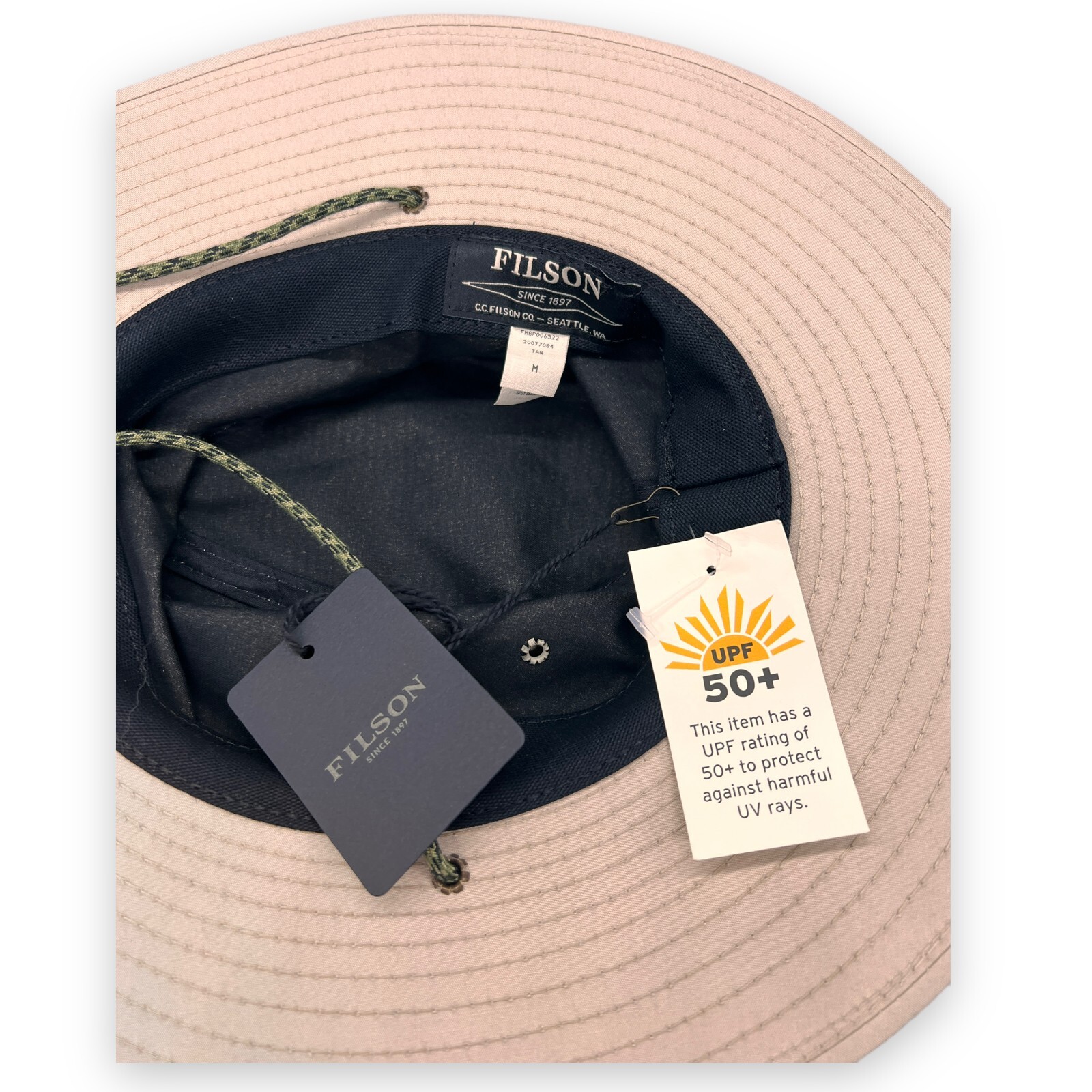 Filson Hat Mens Medium Tan Travel Twin Falls UPF 50 3" Brim Dry Finish ...