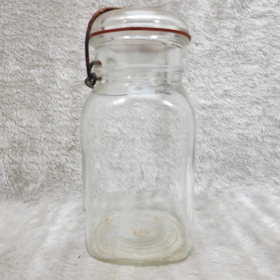 Vintage Ball Ideal Wire Bail Glass Jar Quart Square Canning Mason | eBay