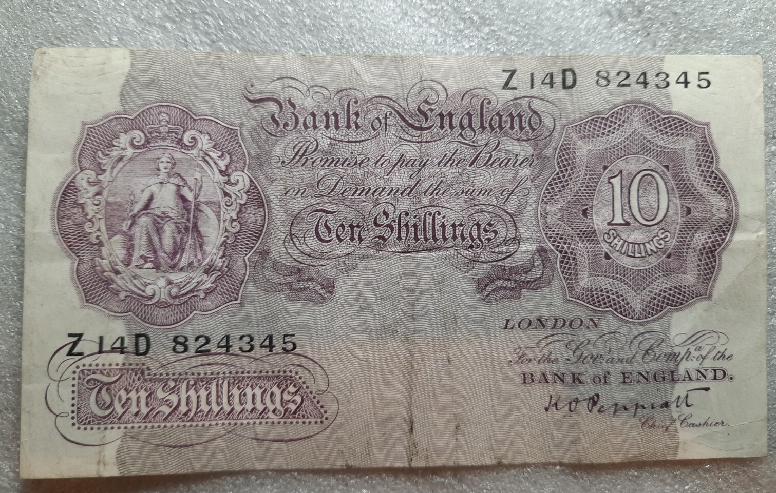 1948-49 ND Bank of England 10 Shillings Note P#368a K.O.Peppiat ...