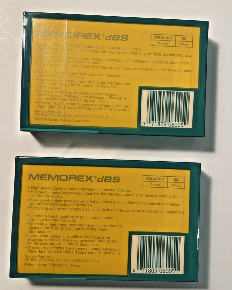 Memorex Normal Positon I DBS 120 Cassette Lot Of 2 NEW & Sealed | eBay
