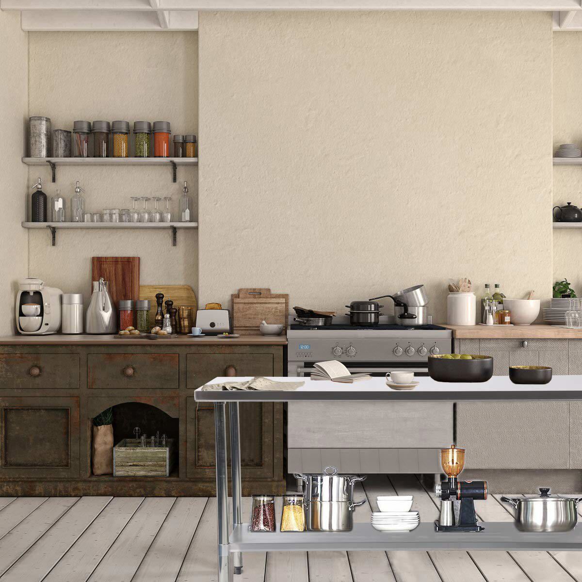 Kitchen Work Table Stainless Steel Adjustable Food Prep Table 24" 36 ...