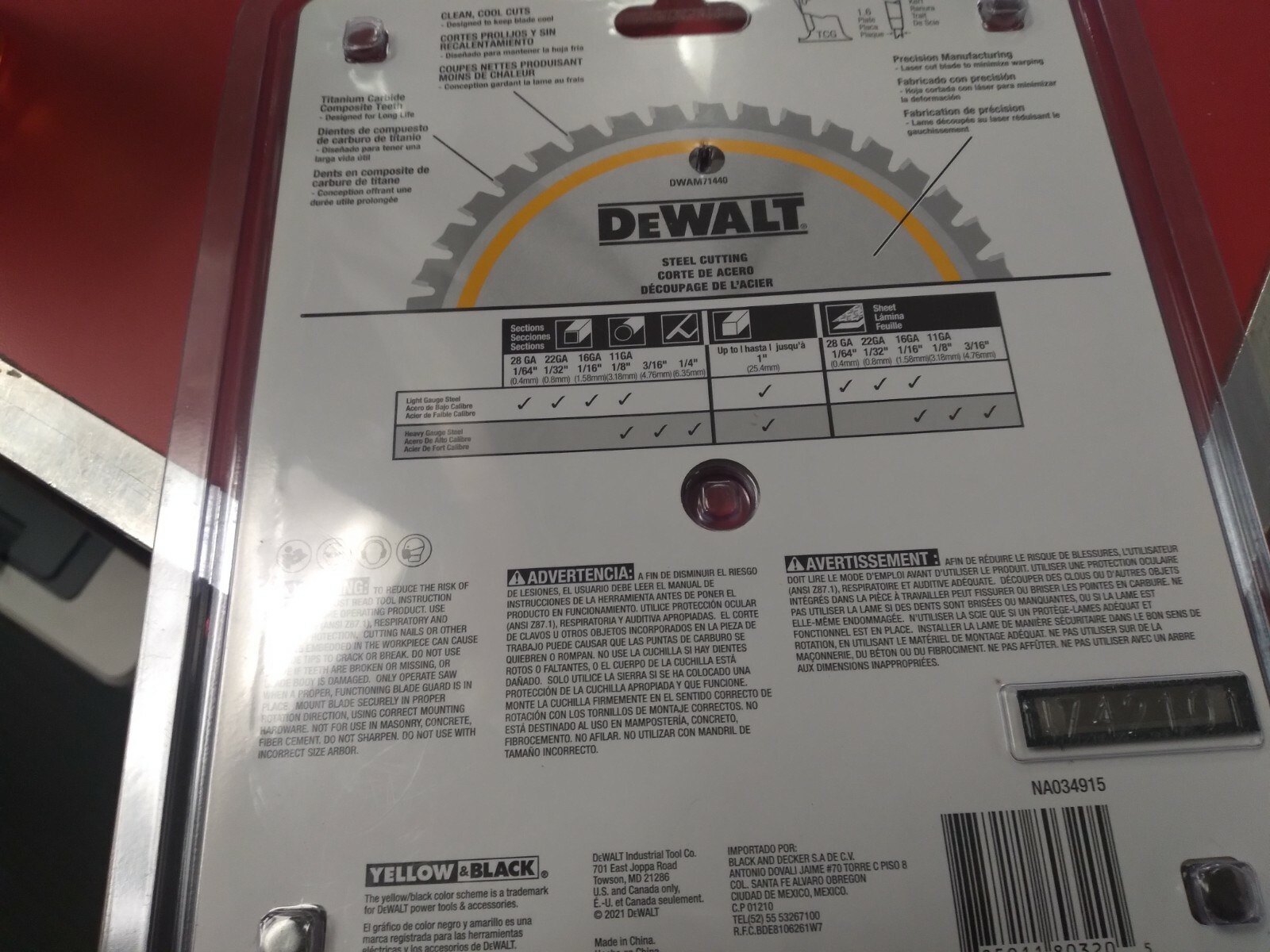 DeWalt DWAM71440 DW 7-1/4" 40T Aluminum Saw Blade x1 NEW in Package | eBay
