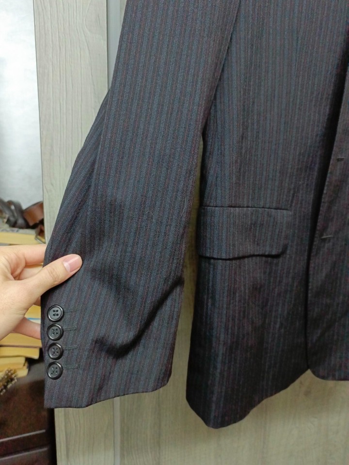 Vintage handtailored bespoke classic Mens striped 3 buttons suit size ...