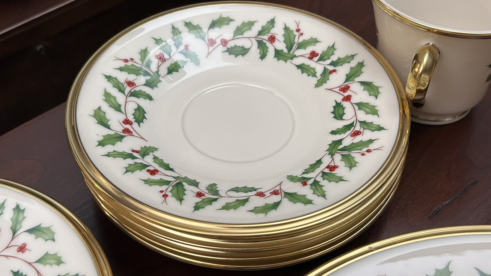 Lenox Holiday Dimension Fine China 5 Piece Place Setting 24kt Gold USA ...