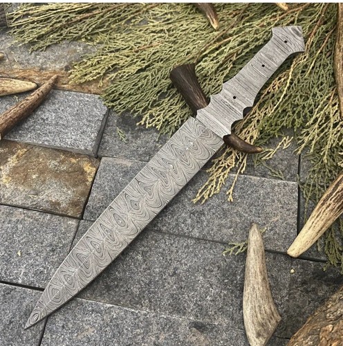 12' EDC HANDMADE DAMASCUS STEEL HUNTING SURVIVAL DAGGER KNIFE BLANK ...