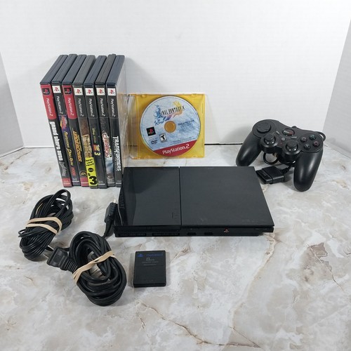 Black Sony PlayStation 2 Slim PS2 Bundle SCPH-90001 - W/Cables 8 MB ...
