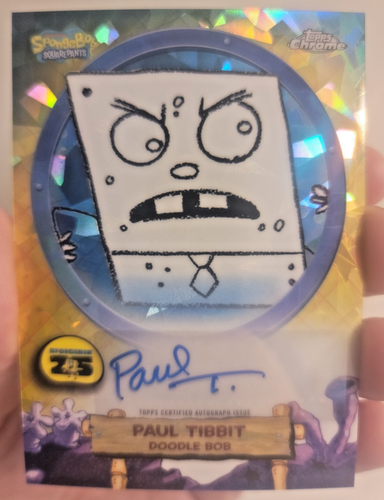 PAUL TIBBIT DOODLE BOB 2025 TOPPS CHROME SPONGEBOB SAPPHIRE AUTO Q3882 ...