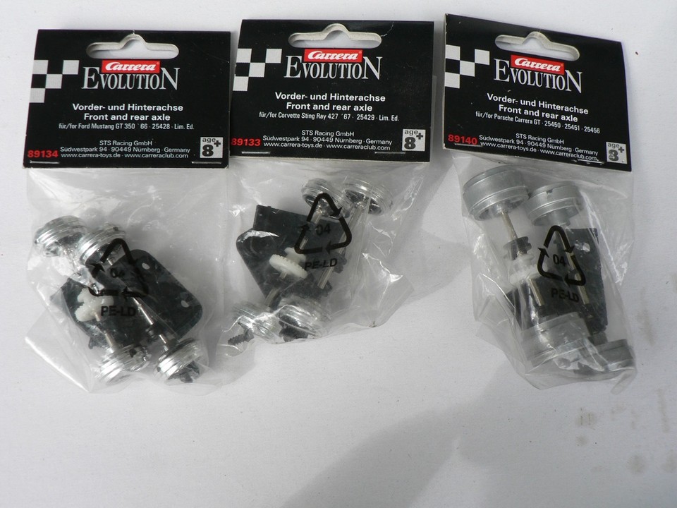 3X Carrera Evolution Axle Set 89133 89134 89140 Axles For Crafting Evo ...