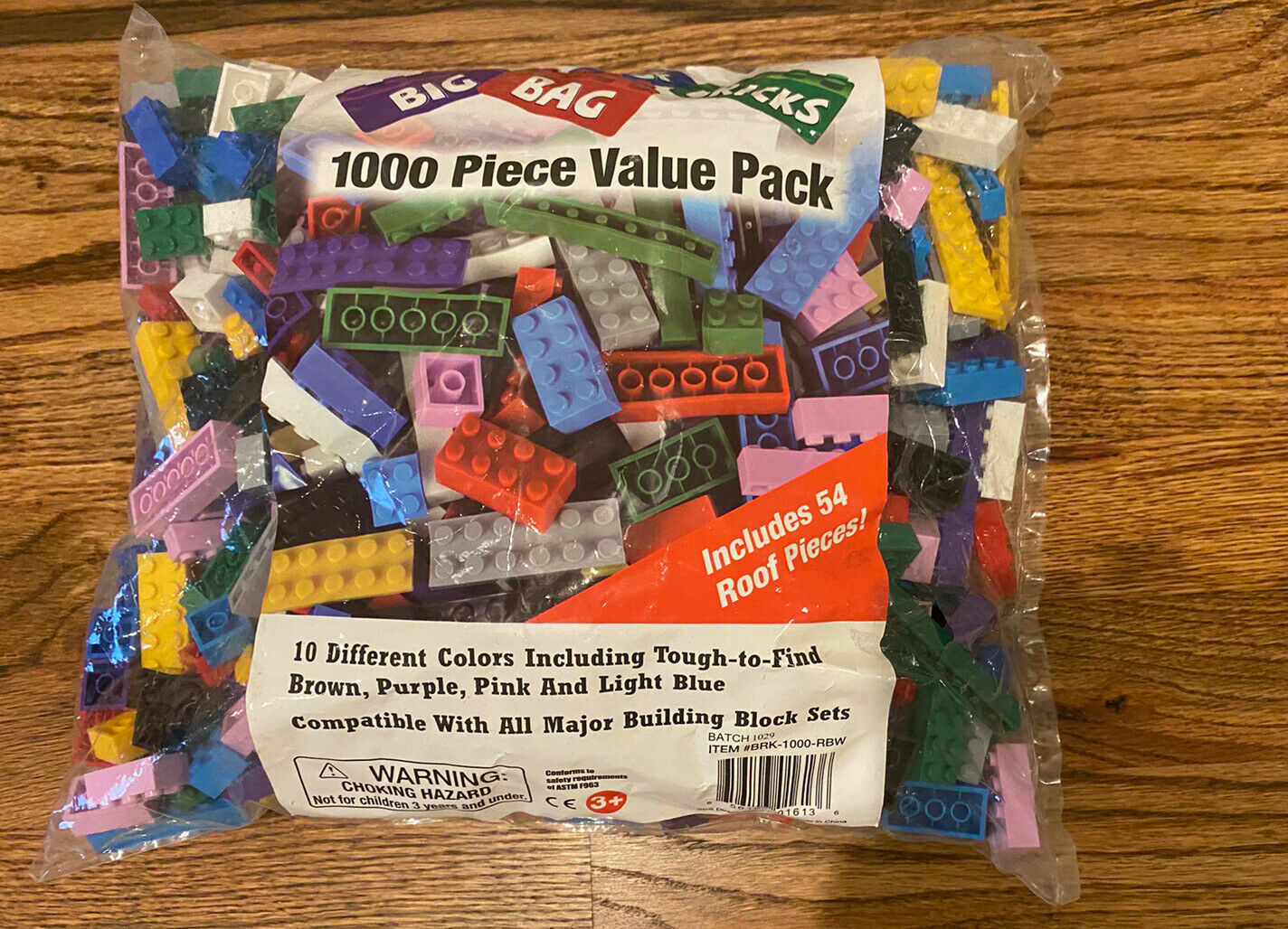 Building Bricks - 1000 Pc "Big Bag Of Bricks" Bulk Colored Blocks Kids ...