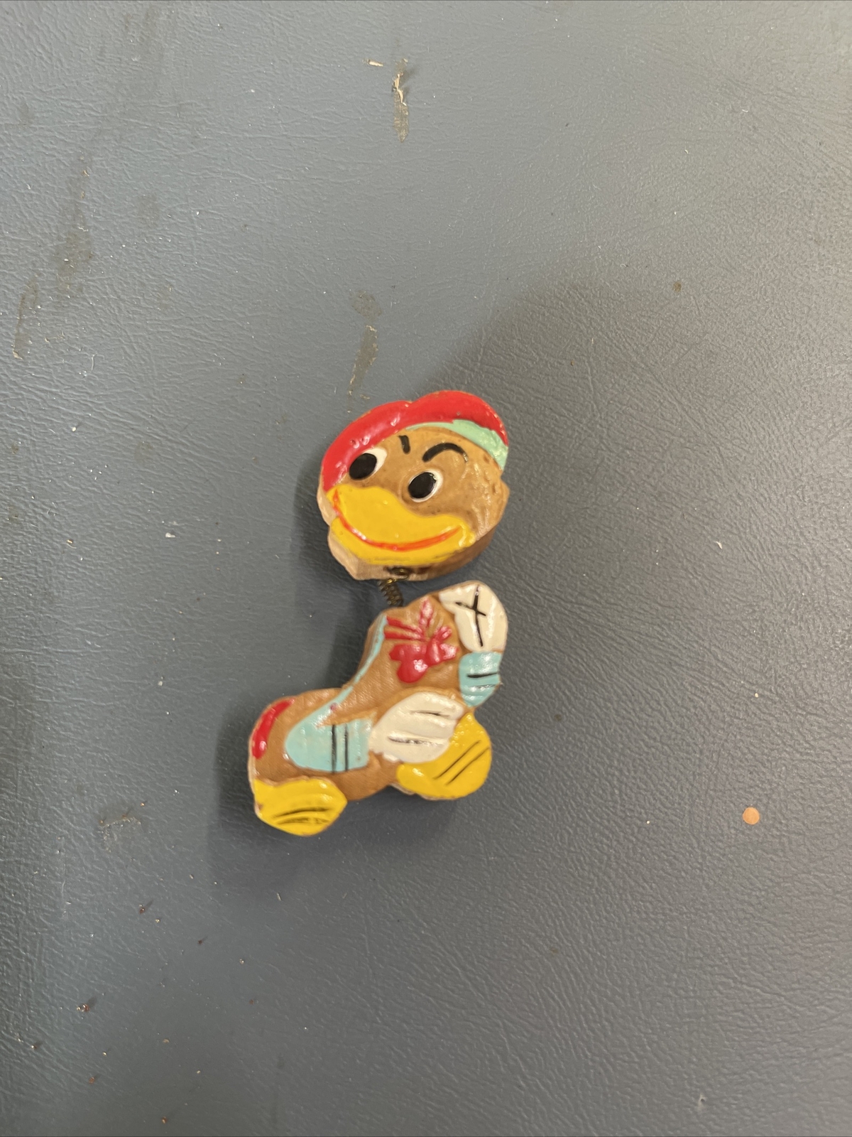 Vintage Carved Wooden Duck Spring Bobble Head Broach … - Gem