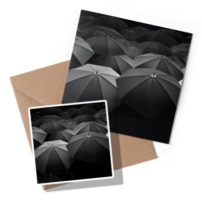 1 x Greeting Card & Sticker Set - BW - Red Umbrella England Rain ...