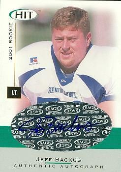 Jeff Backus autographed football card (Michigan) 2001 SAGE HIT Rookie # ...