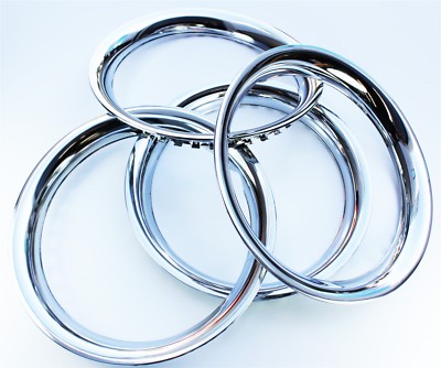 Chrome Wheel Trim Rings (Band) 16" set 4. Steel with Chrome Finish Band ...
