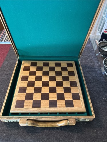 Vintage Staunton Chess Checkers Set With Travel Briefcase Wood | eBay