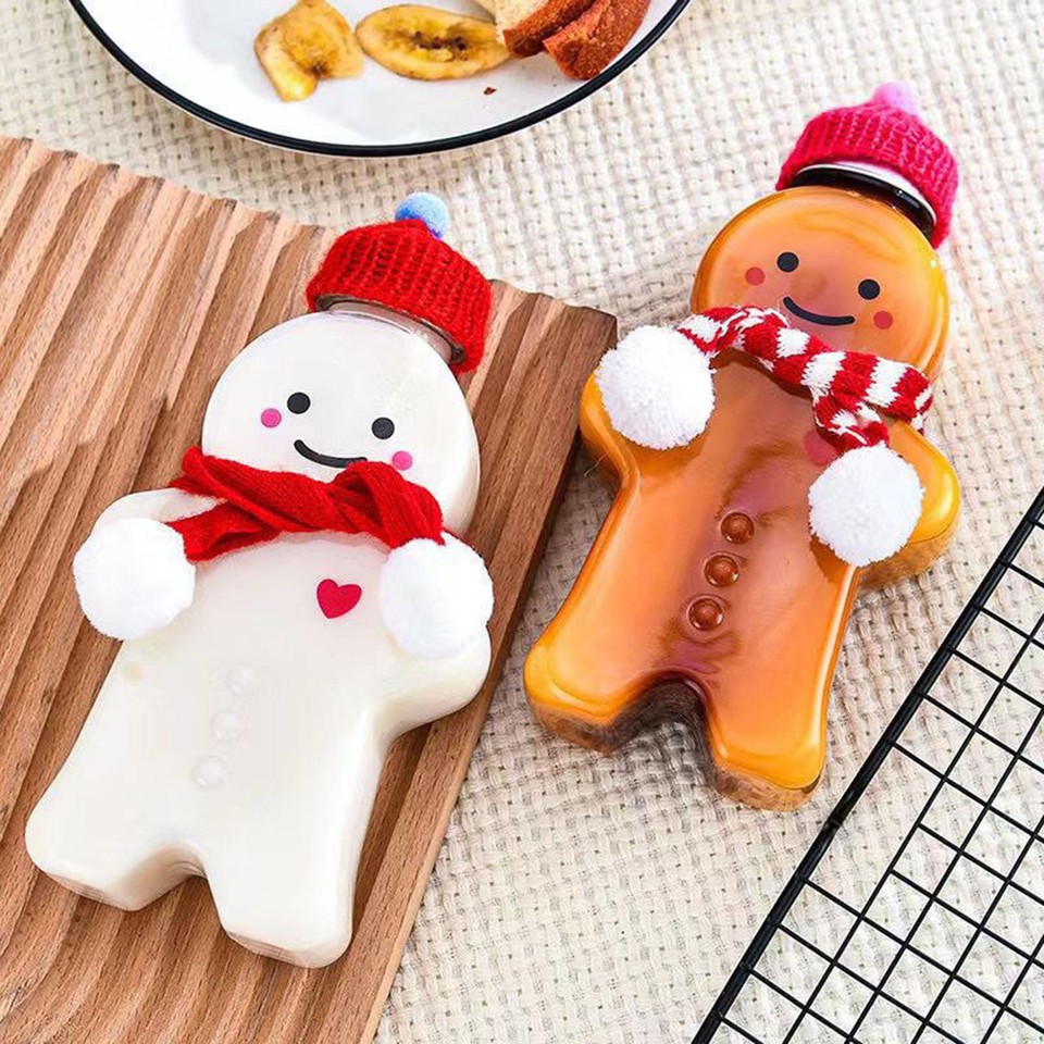 Cute Gingerbread Man Drinking Cup Plastic Water Bottles Christmas ...