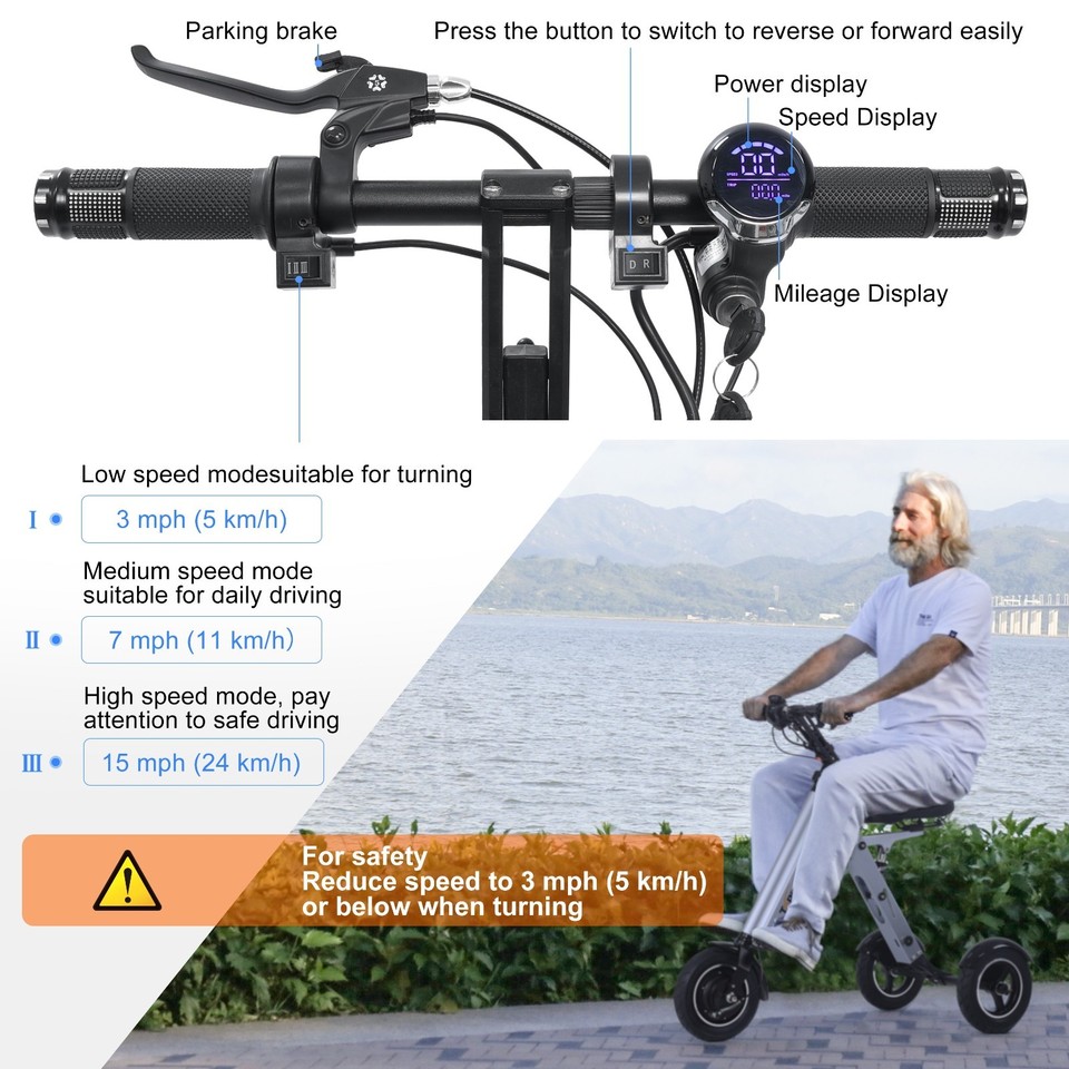 Topmate ES32 Electric Mobility Scooter 3 Wheel for Adult Foldable 24km ...