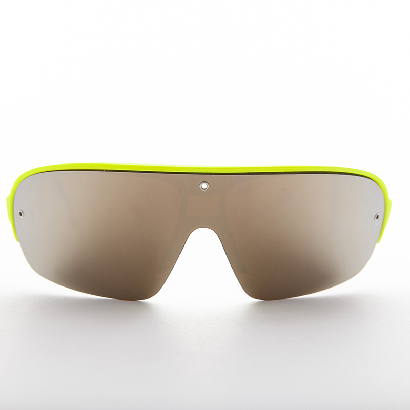 Mirror Lens Shield Sunglass Made in France Vintage 1980s Yellow Frame ...