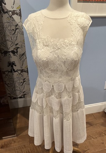 Ted Baker Off White Lace And Micro pleated Sleeveless ball dress size 4 ...