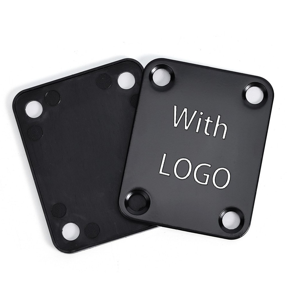 for Fender Strat Tele Electric Guitar Neck Plate Black Engraved W/ Logo ...