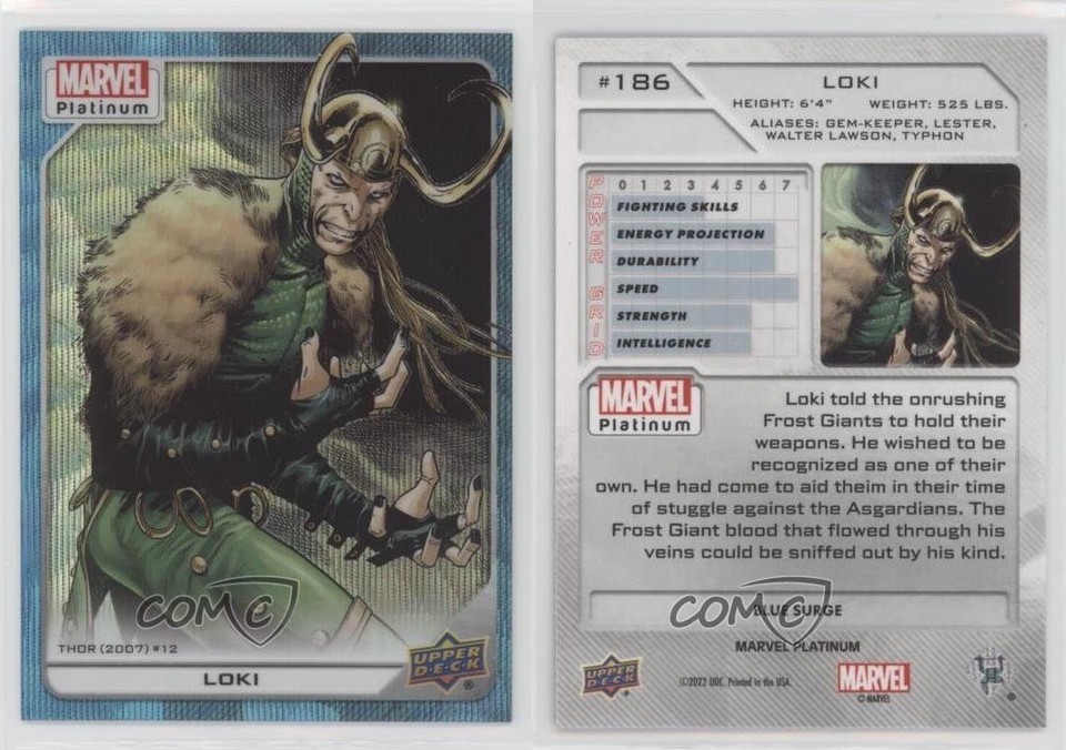 2023 Upper Deck Marvel Platinum High Series Blue Surge Loki #186 01nt ...