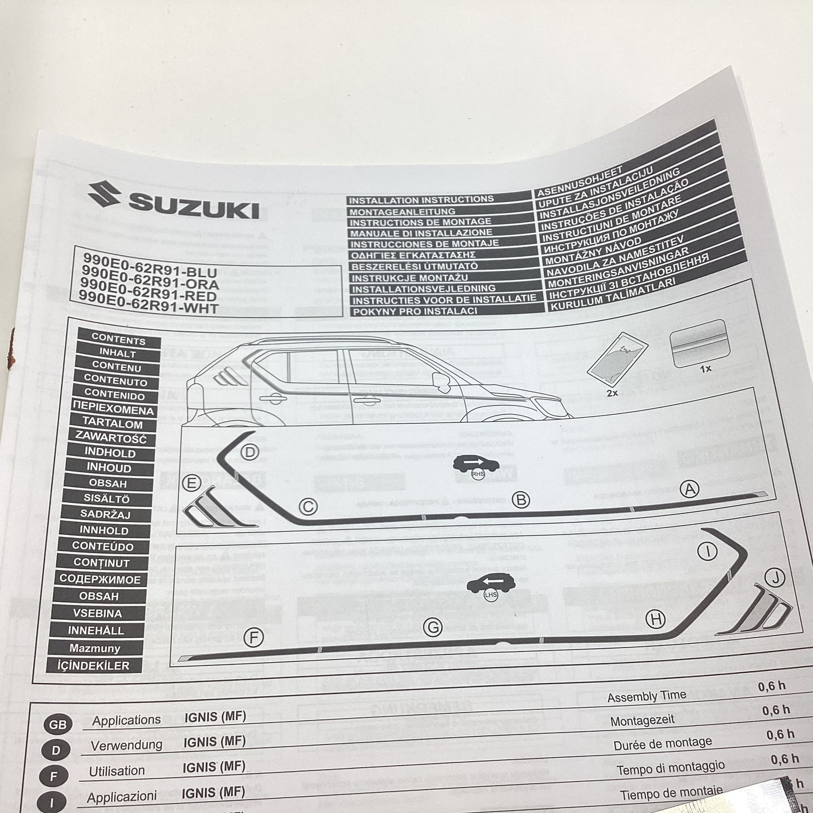 Genuine Suzuki IGNIS Side Body Decal Sticker Set 10pc Orange 990e0 ...