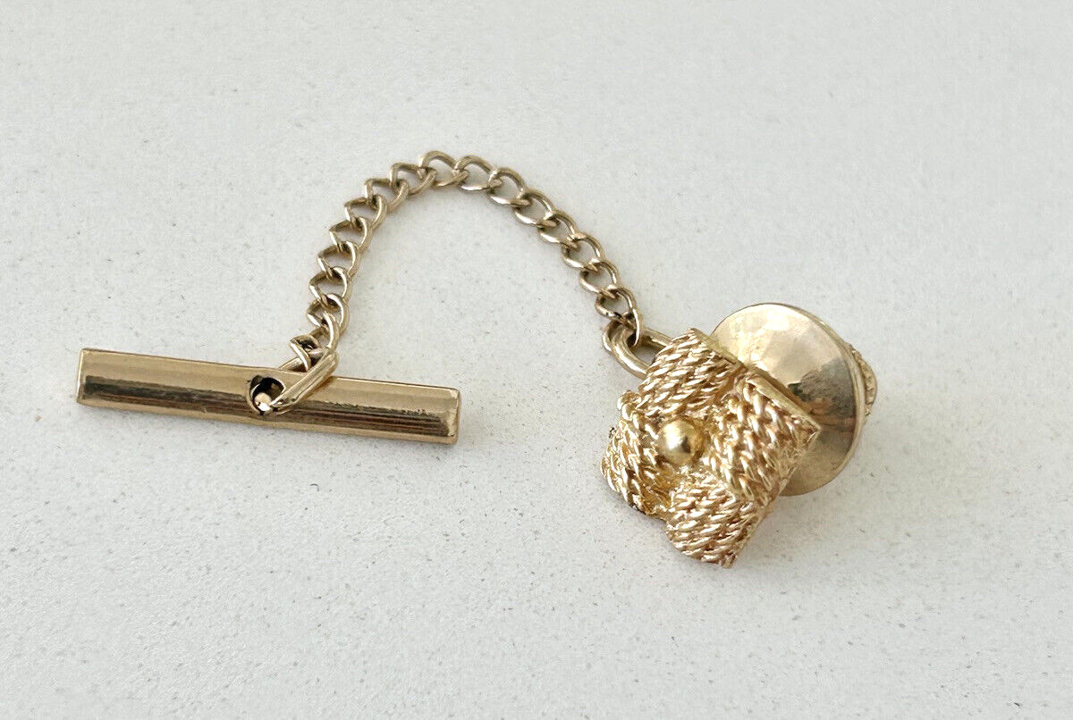 Vintage Christian Dior Tie Pin Gold Color Woven Cushi… - Gem