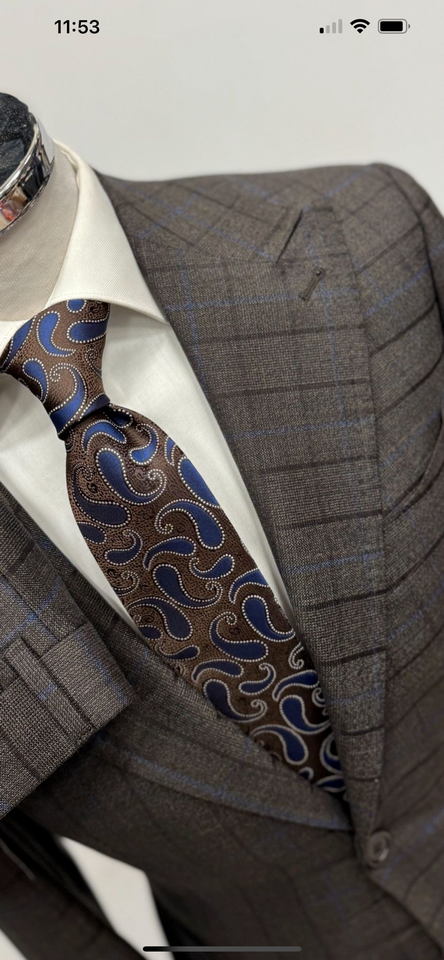 Brown plaid super 180 wool suit | eBay