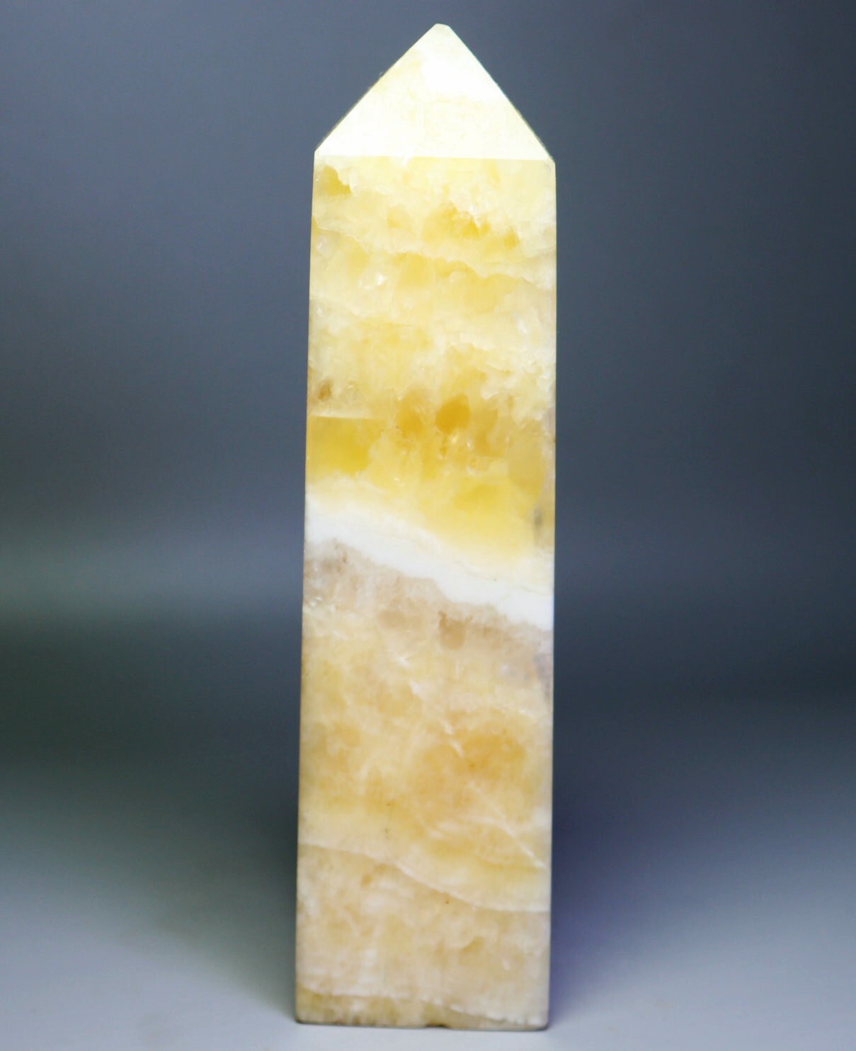 345g Natural Banded Orange Calcite Quartz Crystal Stone Tower Obelisk ...