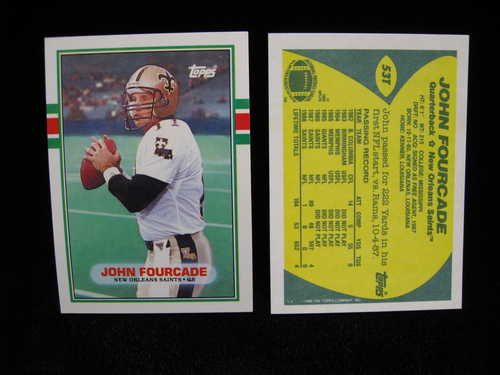 1989 John Fourcade New Orleans Saints Topps Traded #53T | eBay