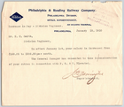 Pennsylvania & Reading Railway 1910 Letterhead re: Engineer Salary ...