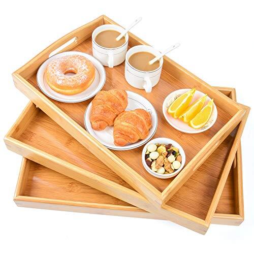 3 Pack Serving Tray Kitchen Food Tray with Handles Serving Platters ...