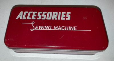 Vintage" Accessories Sewing Machine" Empty Tin Box Maroon Japan ...