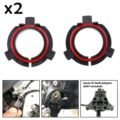 Pair H7 LED Headlight Bulb Adapter Socket Base Lamp Holder Retainer ...