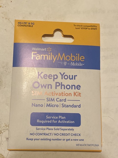 1 Walmart Family Mobile SIM Card Starter Kit (by T-mobile) No Contract ...