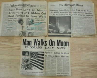 Vintage Space Travel Moon Landing Newspaper Covers July 21, 1969 Lot of ...