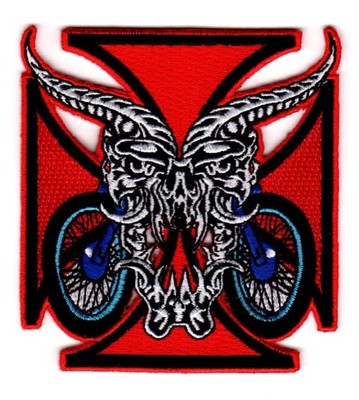 IRON CROSS SKULL CHOPPER MOTORCYCLE PATCH motorcycle biker patches ...