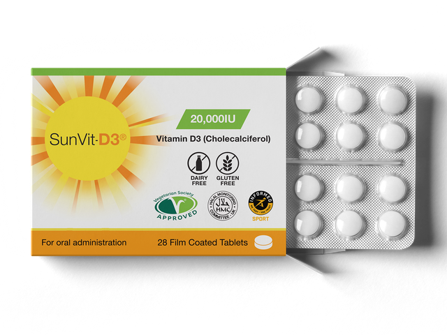 SUNVIT D3 20000 IU Vitamin D (cholecalciferol) Halal High Strength 28 ...