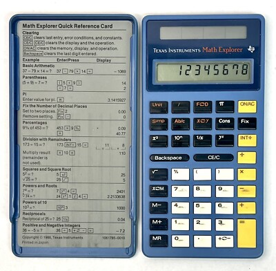 Vintage 1988 TEXAS INSTRUMENTS Math Explorer with Slide Cover Solar ...