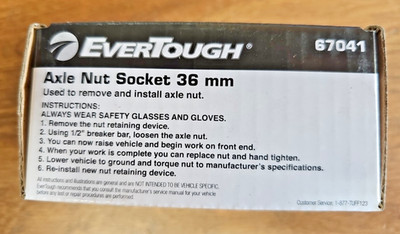 NEW 36mm Axle Nut Socket 1/2" Drive Made by Evertough #67041 | eBay