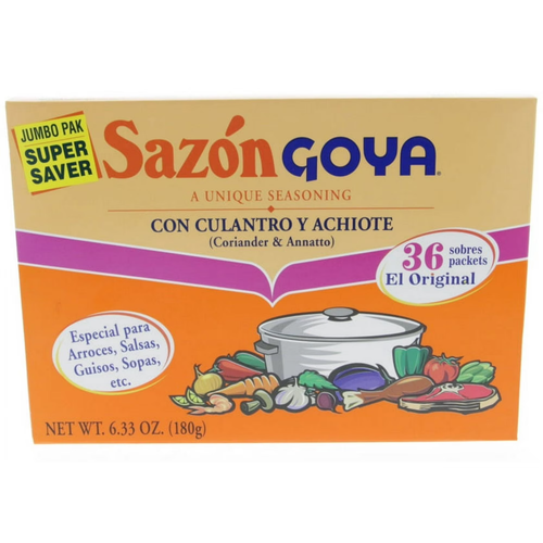 Sazon Goya Con Culantro Y Achiote Coriander & Annatto Seasoning, 36 Pac ...