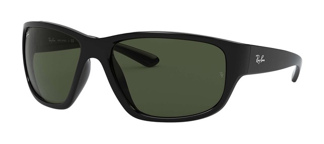 Ray-Ban RB4300 Men's Wrap Sunglasses - Black Frame with Green Classic G ...