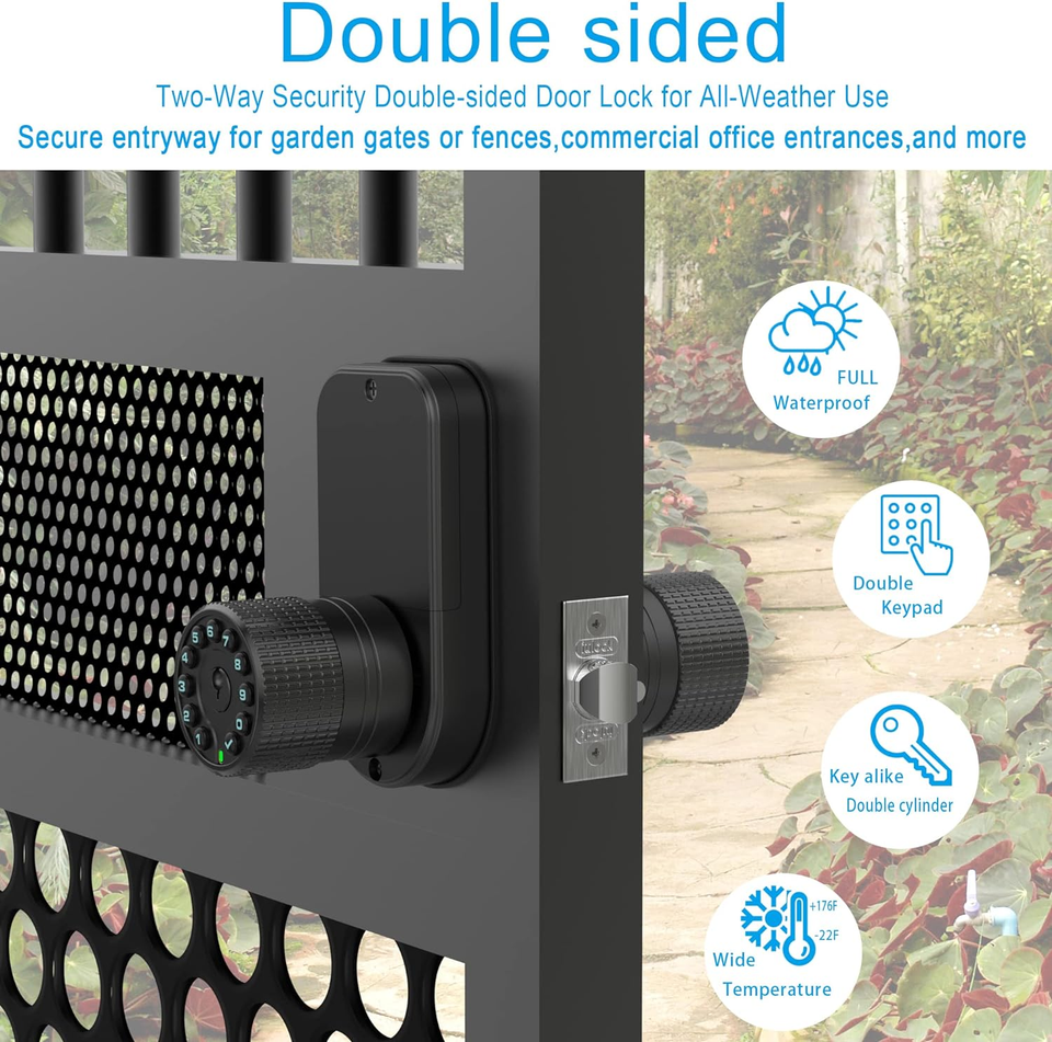Double Sided Keypad Door Knob with Keyless Entry - Smart Door Lock for ...