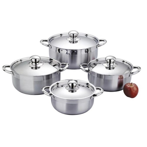 5pcs Stainless Steel Stock Pot with Lid Cooking Kitchen Cookware ...