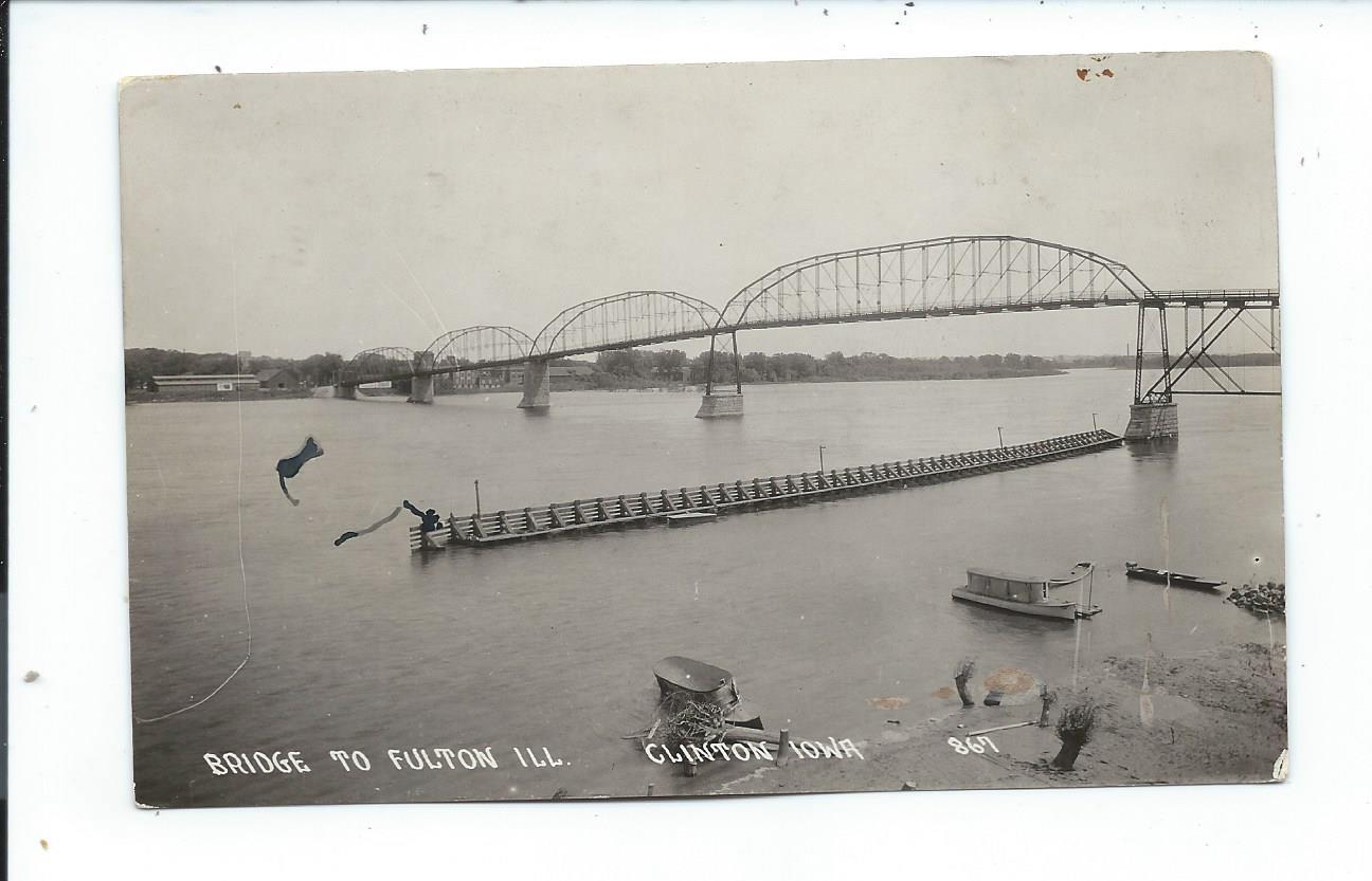 Real Photo Postcard Post Card Clinton Iowa Ia Bridge To Fulton Illinois ...