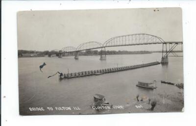 Real Photo Postcard Post Card Clinton Iowa Ia Bridge To Fulton Illinois ...