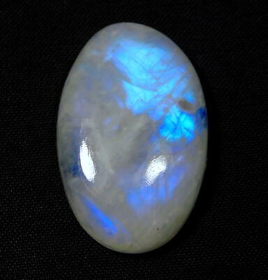30.CT 7x18x27MM NATURAL BLUE FIRE RAINBOW MOONSTONE OVAL CABOCHON ...