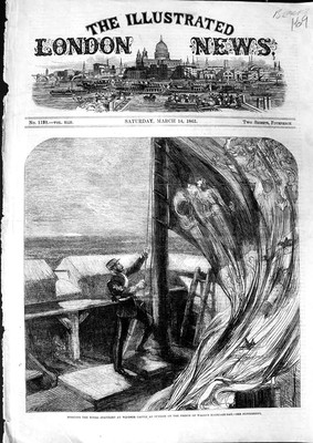 Original Old Antique Print 1863 Hoisting Royal Standard Windsor Castle ...